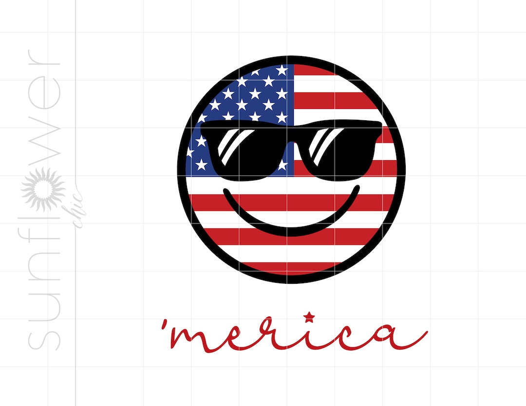 Merica Emoji Svg | USA Emoji Svg Cut Files | 4th of July Svg | American ...