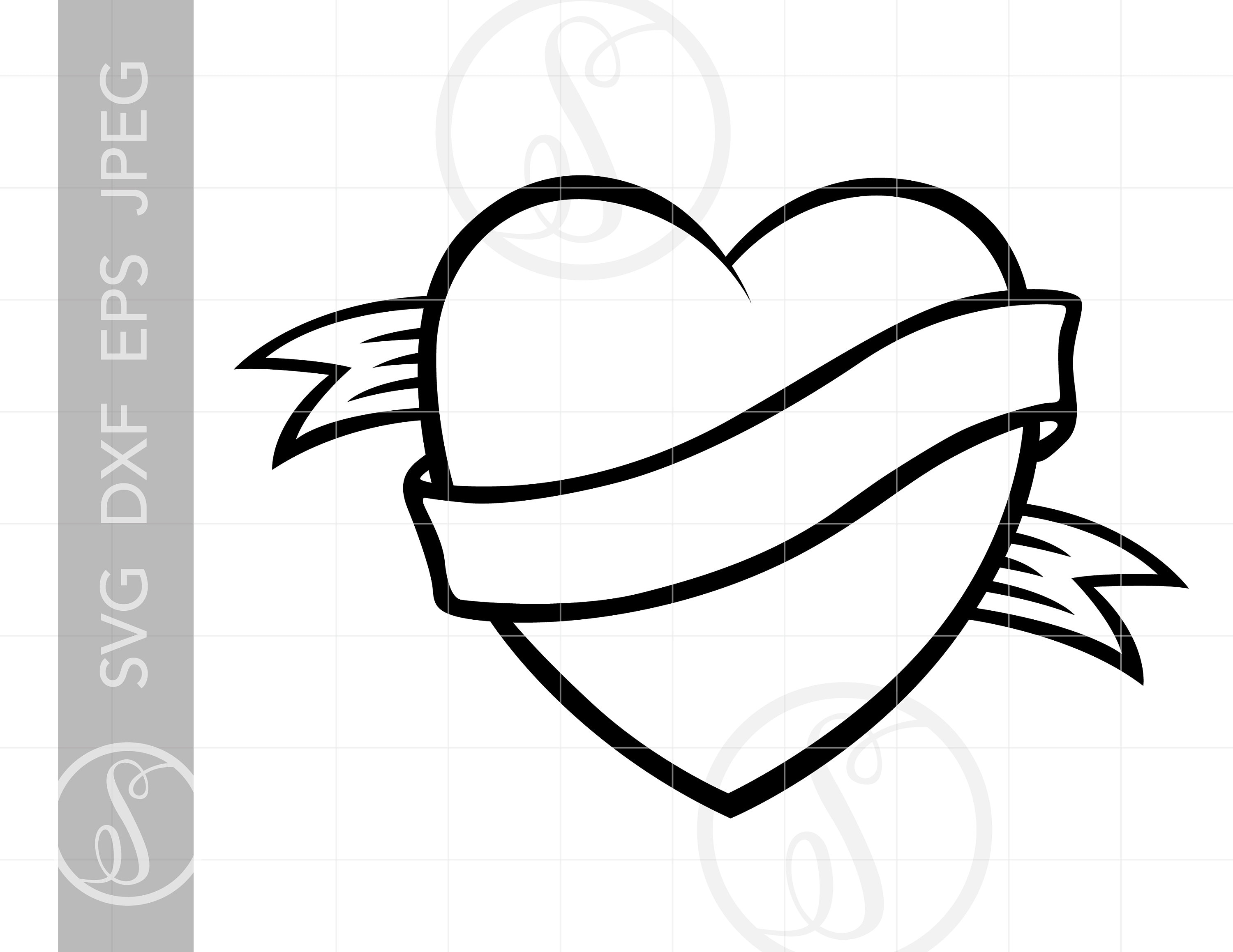 Banner Heart SVG Banner Heart Clipart Banner Heart | Etsy