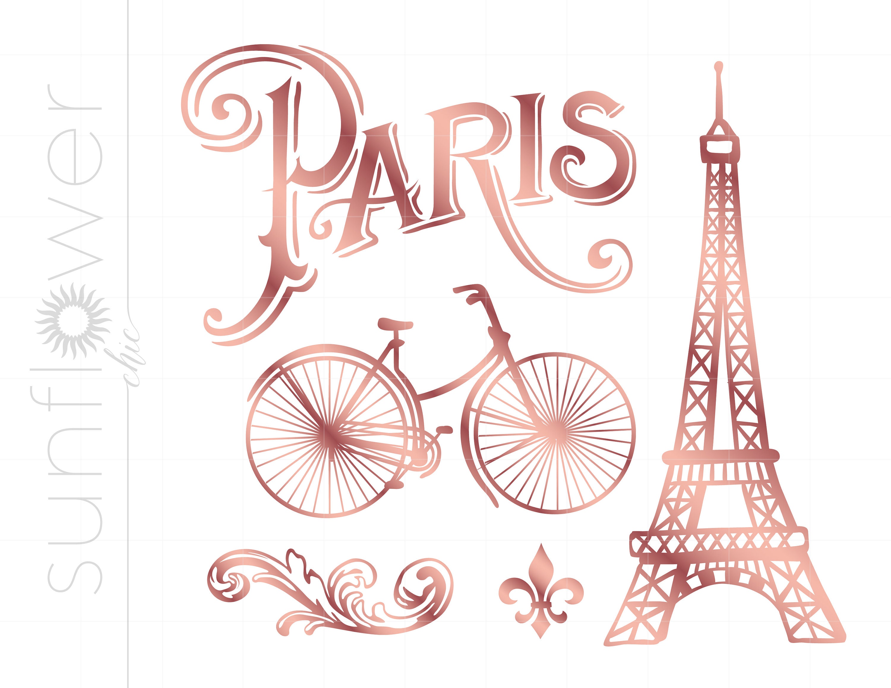 Paris Svg Rose Gold PARIS Svg Cut File Clipart Downloads - Etsy