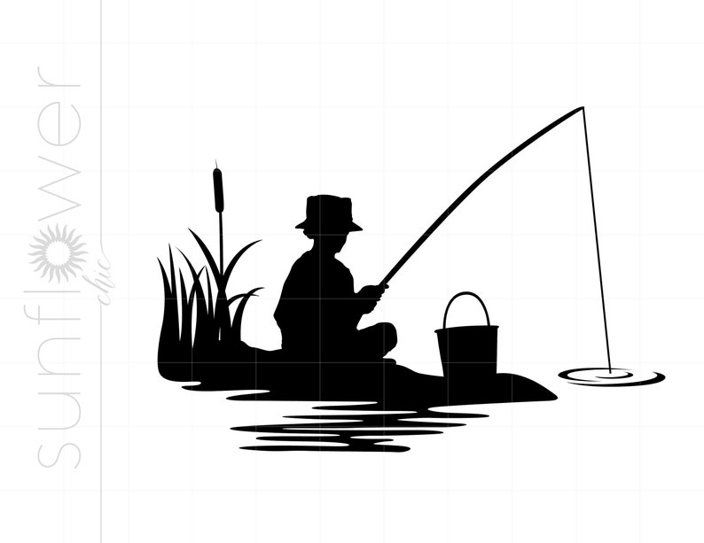 Boy Fishing SVG | Boy Fishing Clipart | Boy Fishing Silhouette Cut File ...