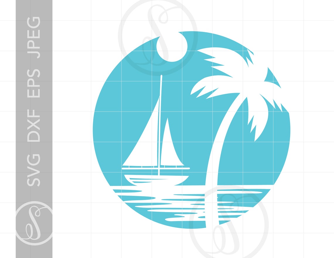 Sailboat SVG Sailboat Silhouette Download Cut File Monogram | Etsy