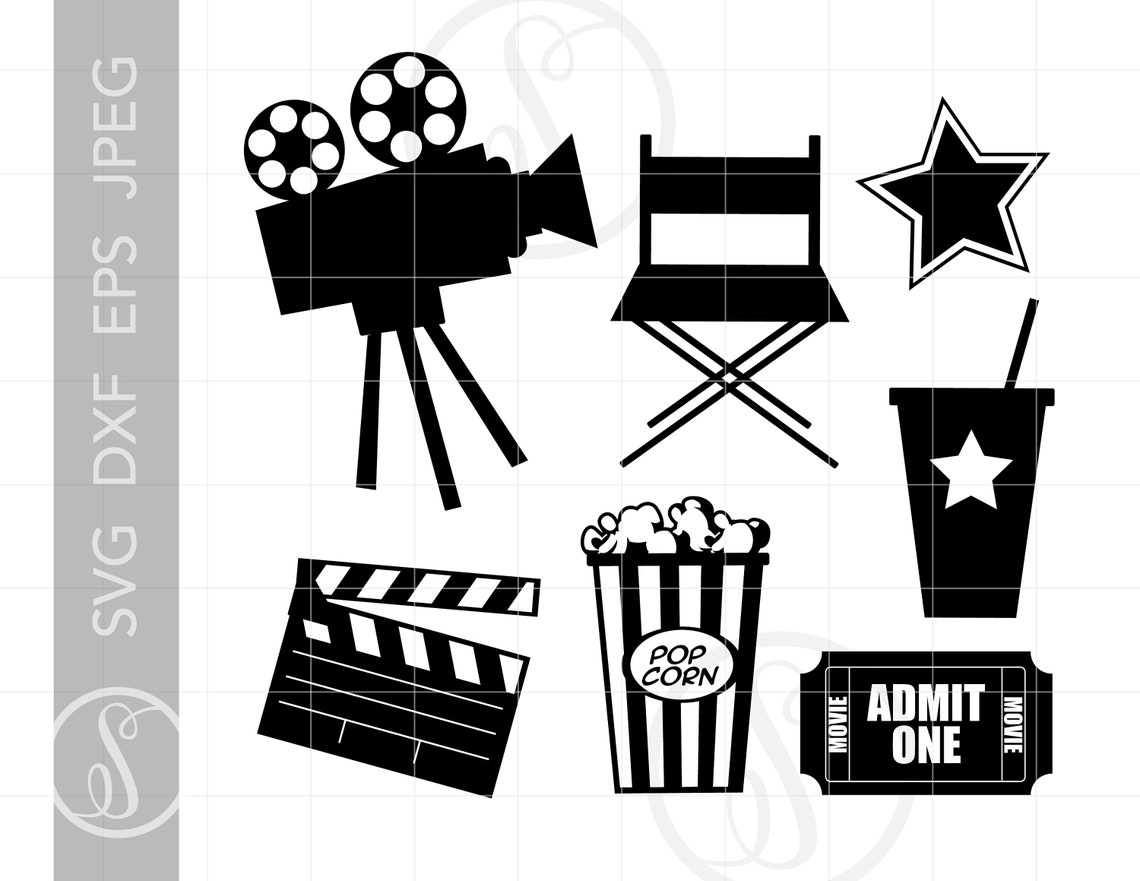 Movie Theme Svg Cut File Clipart Downloads Movie Ticket Svg | Etsy