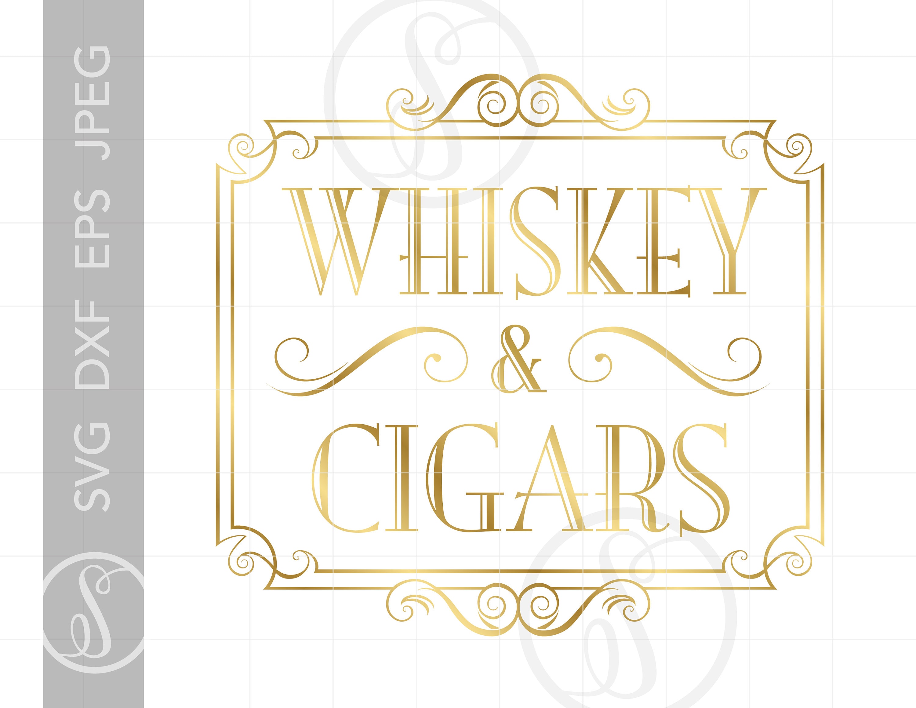 Gold WHISKEY and CIGARS Sign Art SVG Dxf Eps Jpeg Cut File - Etsy Finland