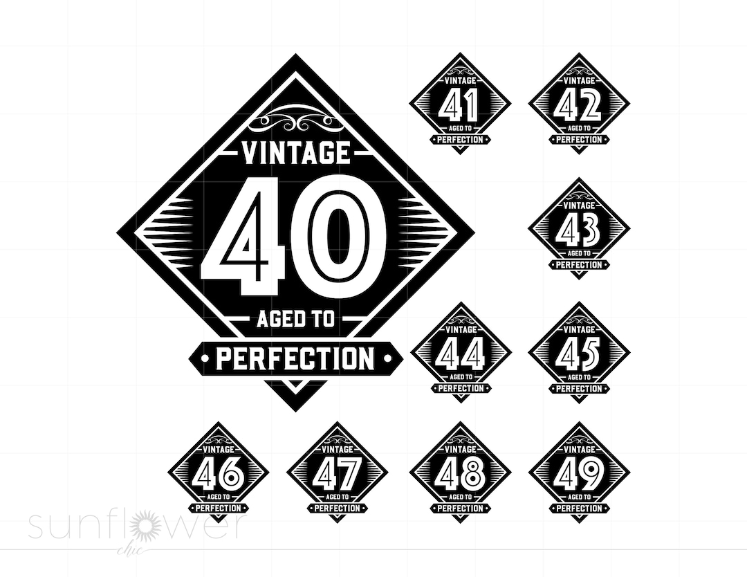 Vintage 40's SVG, Vintage 40-49 Svg Download, Aged to Perfection Cut ...