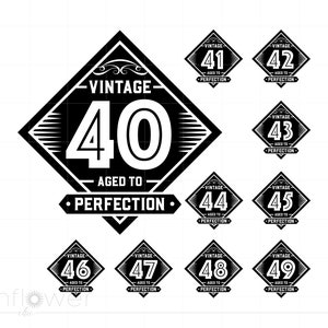 Vintage 40's SVG, Vintage 40-49 Svg Download, Aged to Perfection Cut ...