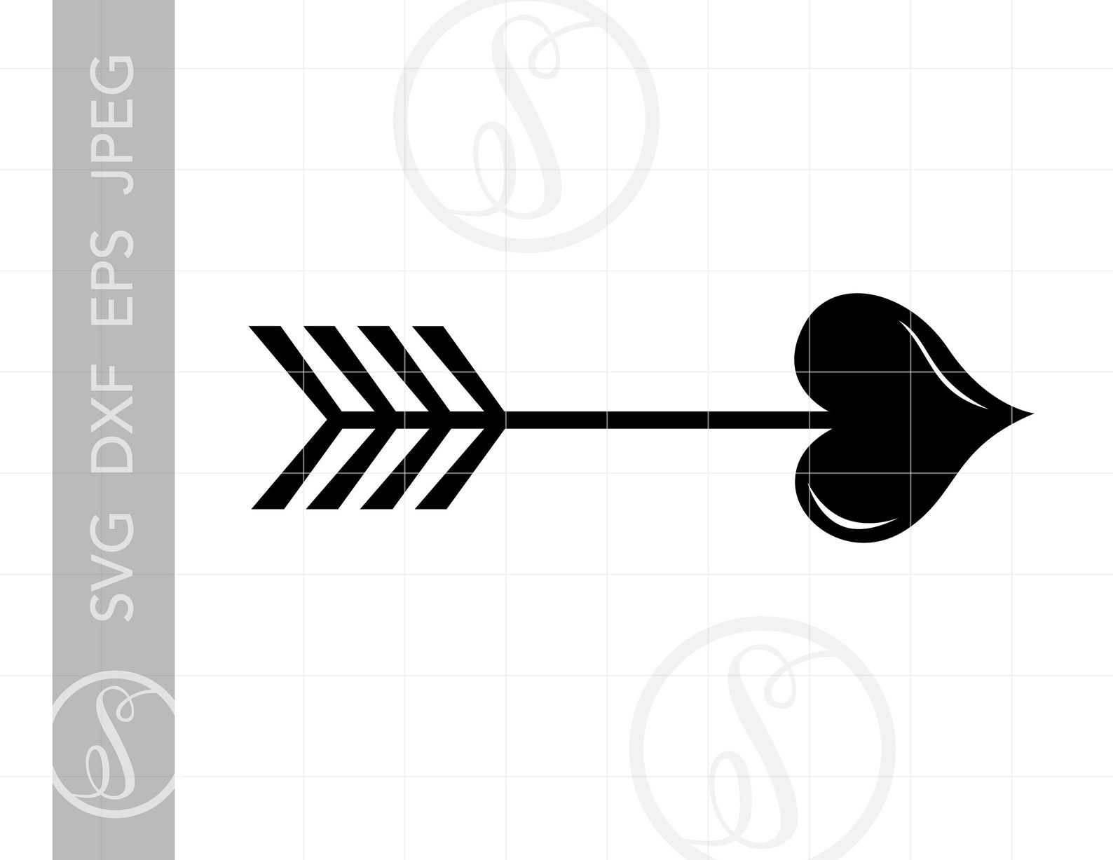Flecha del Corazón de Cupido SVG Imágenes prediseñadas de la | Etsy