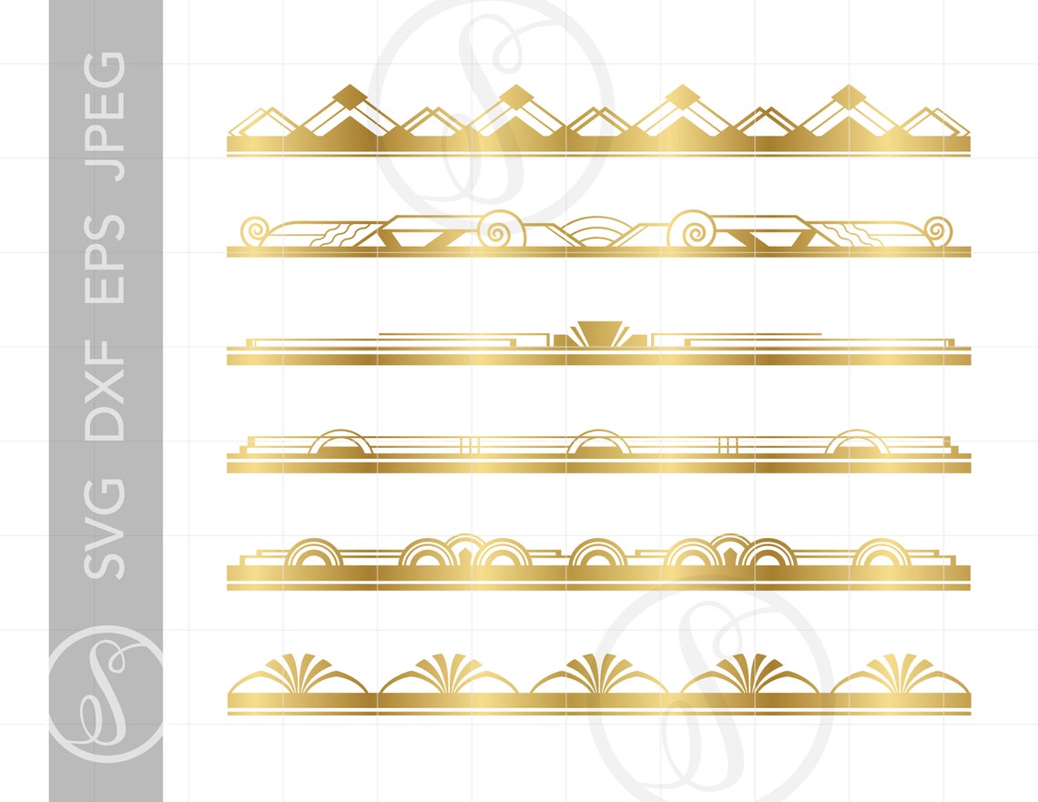 Gold Art Deco BORDERS SVG Dxf Eps Jpeg Art Deco Cut File | Etsy