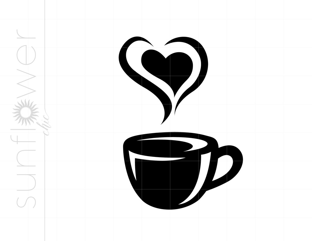 Love Coffee SVG, Heart Coffee Clipart, Heart Coffee Cut File for Cricut ...