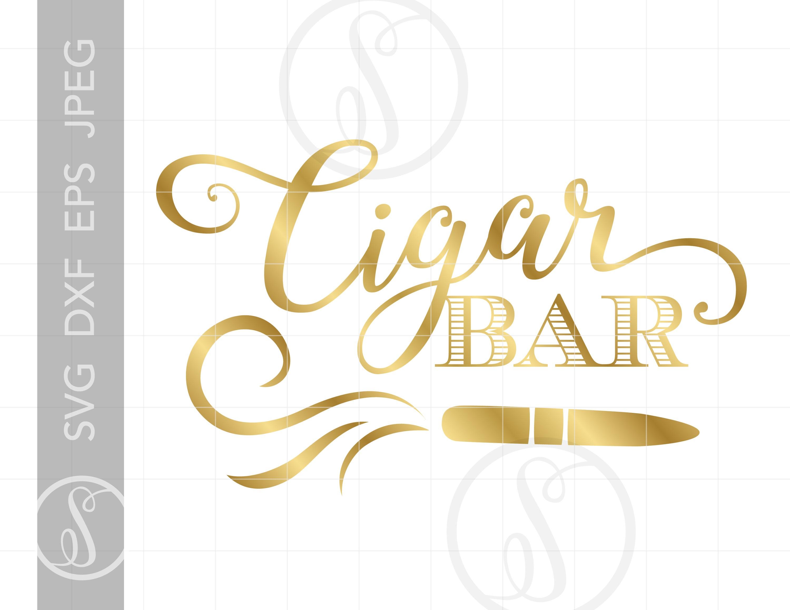Cigar Bar Vector Svg File | Gold Cigar Svg Art | Gold Cigar Party Signs ...