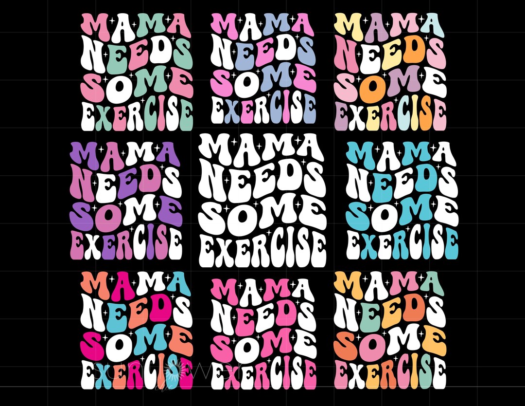 Mama Needs Some Exercise Svg Bundle, Groovy Letters Exercise Workout ...