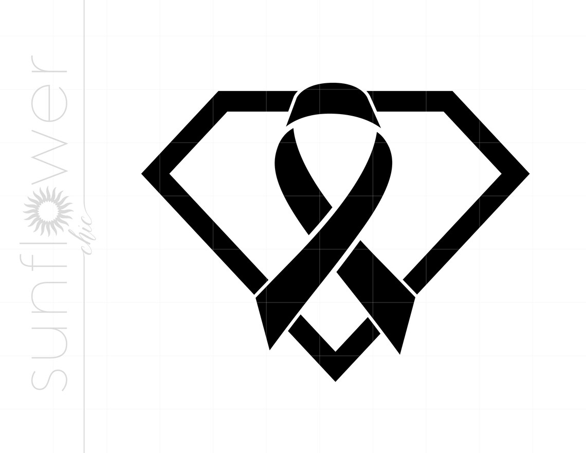 Superhero Cancer Ribbon SVG Clipart Superhero Cancer Ribbon - Etsy
