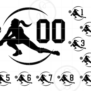 Volleyball Numbers SVG | Volleyball Cut Files Silhouette Numbers 00-9 ...