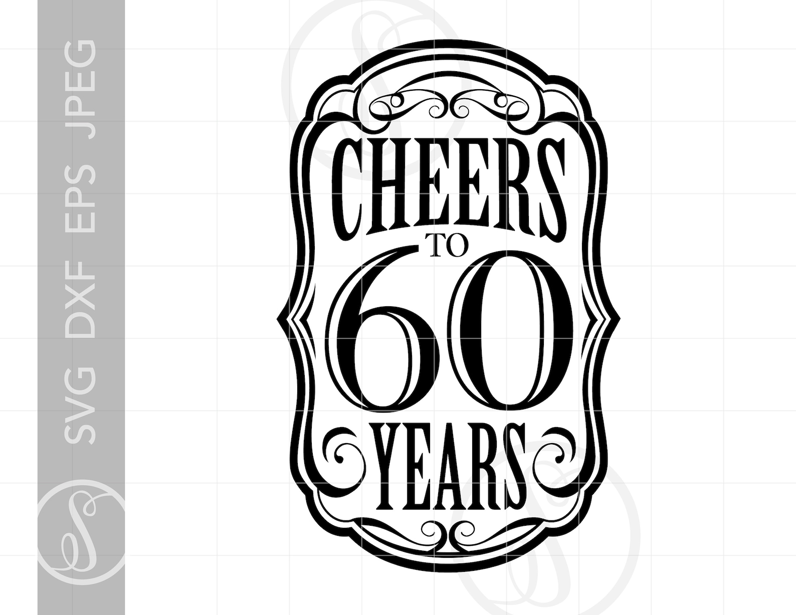 Cheers To 60 Years Svg Cheers To 60 Years Design Cheers To Etsy