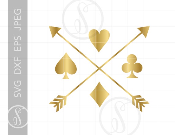 Gold Playing Card Suits Svg Cut Files Gold Poker Downloads | Etsy