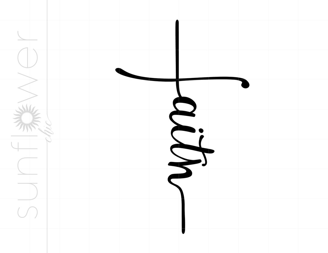 FAITH CROSS Script Svg Cut Files Clipart Downloads | Faith Svg Dxf Pdf ...