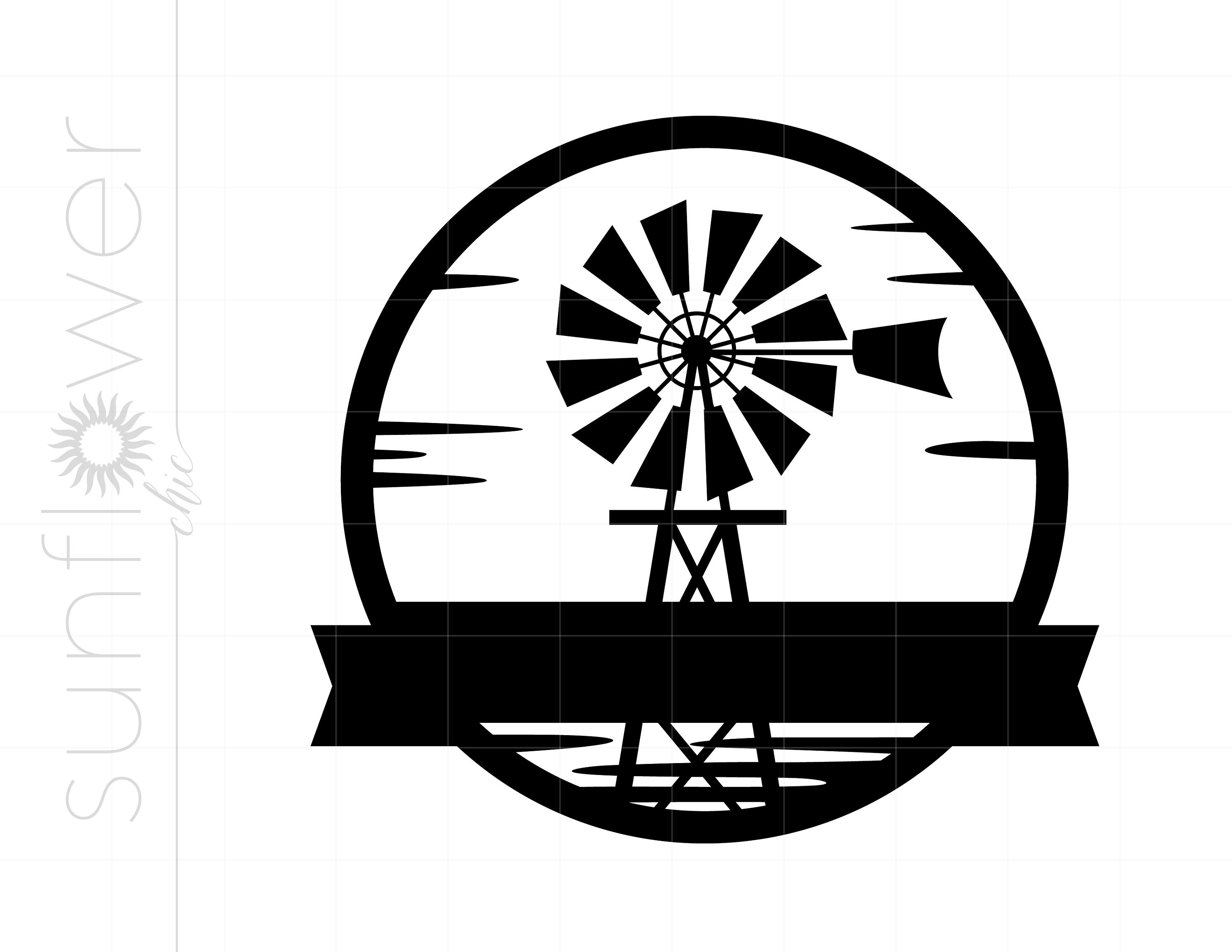 Windmill SVG, Vintage Windmill Silhouette Download Cut File, Windmill ...