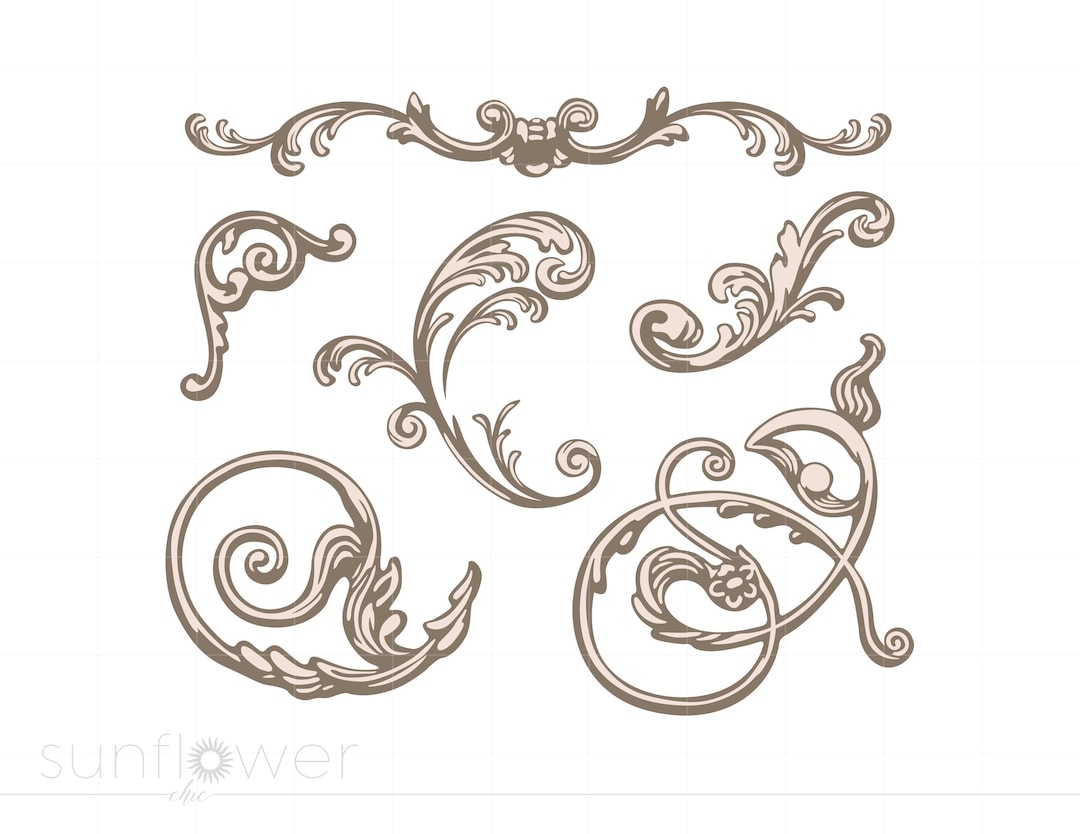 Victorian Design Ornaments SVG Clip Art Dxf Eps Jpeg, Vintage Clip Art ...