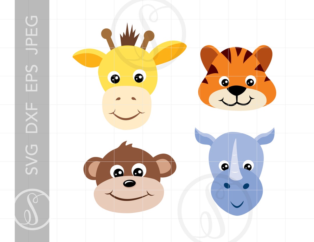 JUNGLE ANIMALS Svg Cut File Downloads Giraffe Svg Tiger Svg - Etsy