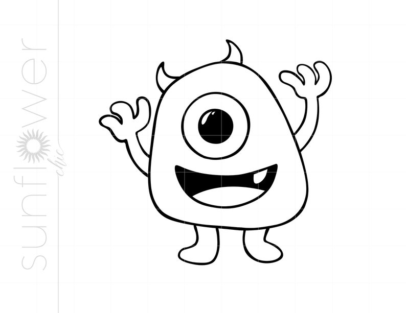 Monster Svg Monster Outline SVG Halloween Monster SVG - Etsy