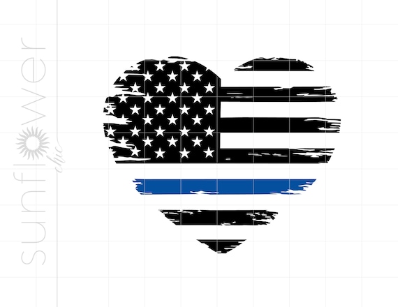 Police Svg Policeman Flag Heart Svg Cut Files Distressed - Etsy