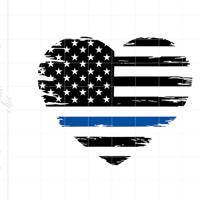 Thin Blue Line Heart Png - Etsy