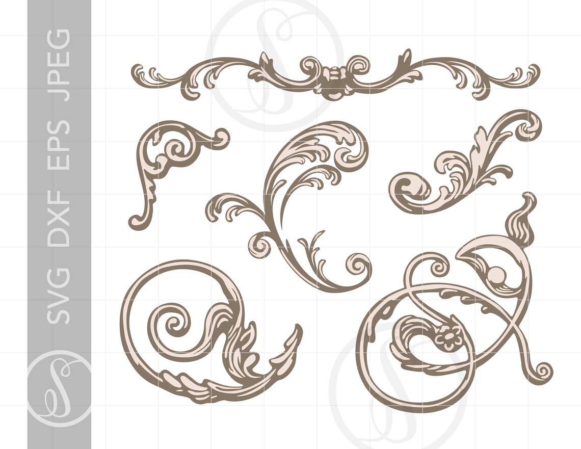 Victorian Design Ornaments SVG Clip Art Dxf Eps Jpeg Vintage - Etsy
