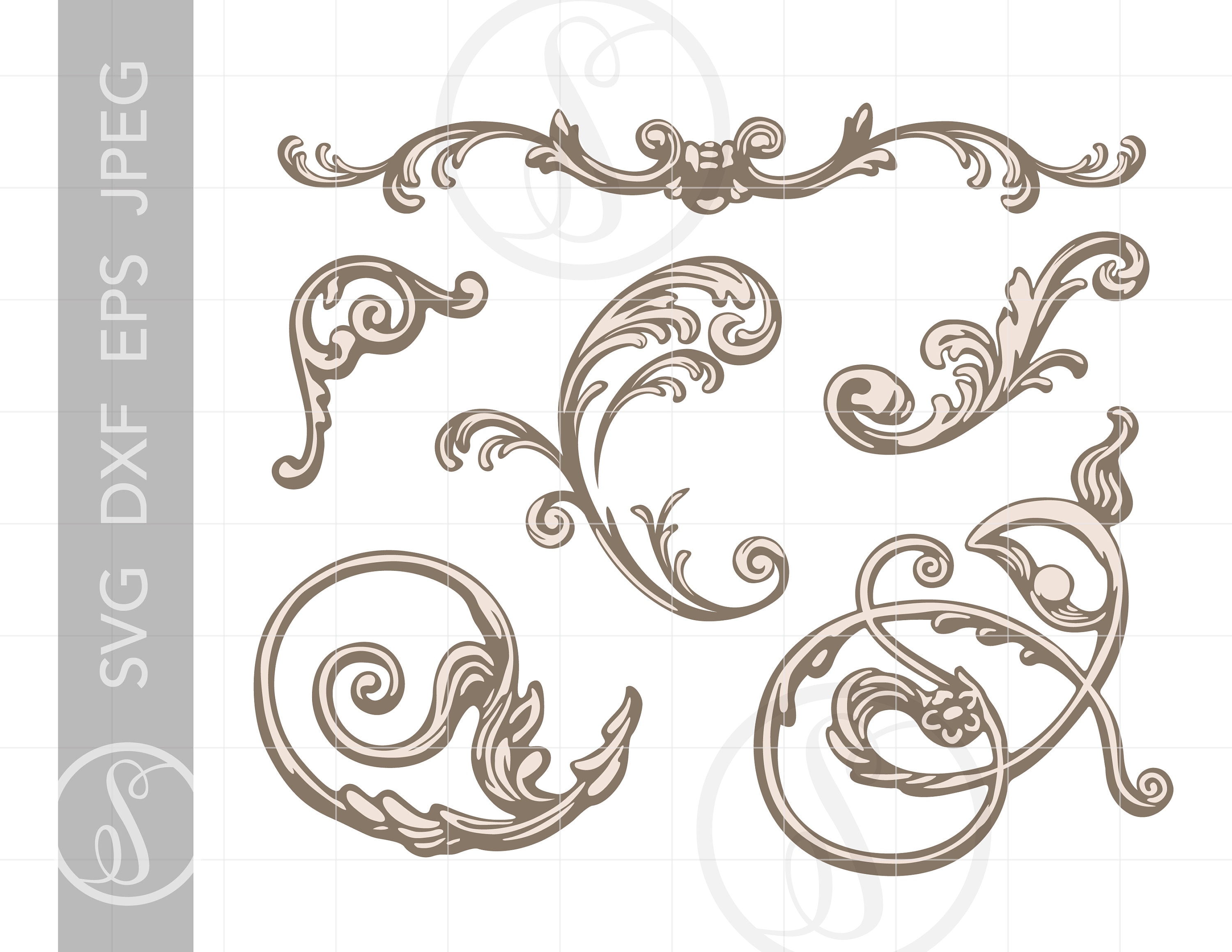 Victorian Design Ornaments SVG Clip Art Dxf Eps Jpeg Vintage Clip Art ...