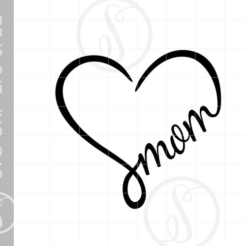Mom Heart Line Cut File Heart SVG Instant Download PNG - Etsy