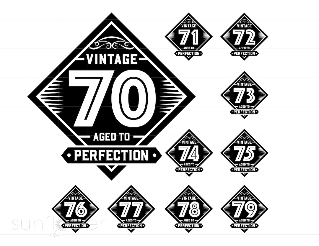 70's Birthday SVG | Vintage 70-79 SVG Clipart | Aged to Perfection Cut ...