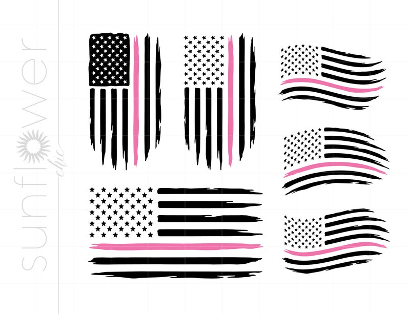 American Flag Svg Pink Line Flag Svg Cut Files Pink Flag Etsy