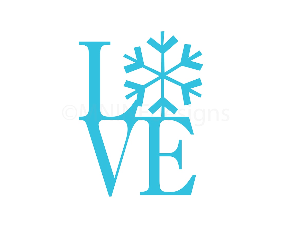 Love Snowflake SVG Love Winter Snowflake Cut File Love | Etsy