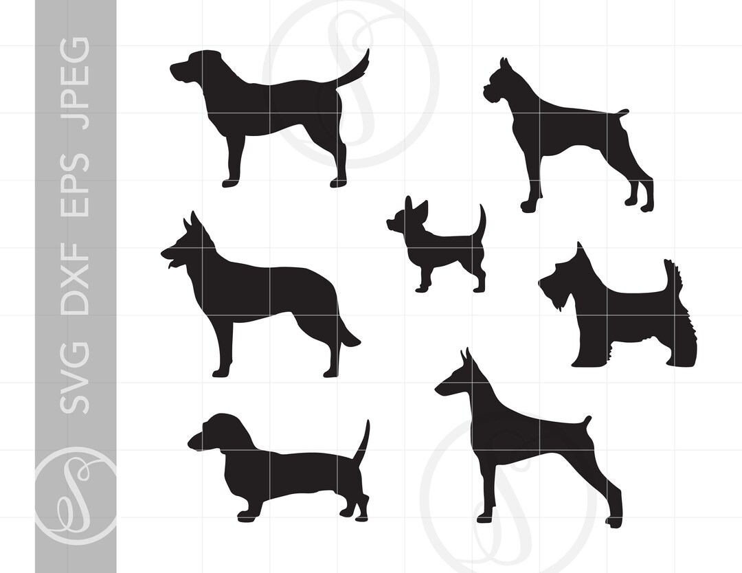 Dog Silhouettes SVG Vector Dog Silhouette Clipart Dog Silhouette Cut ...