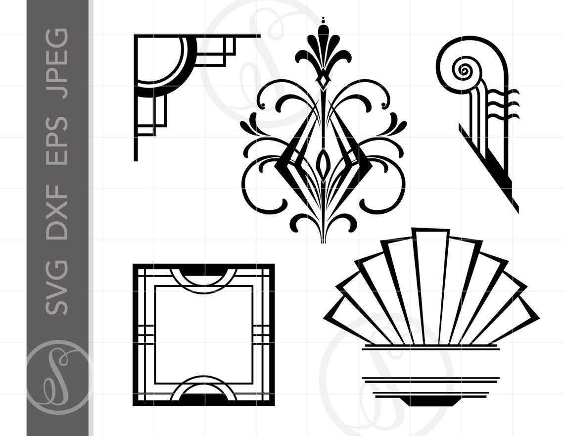 Art Deco SVG Dxf Eps Jpeg Downloads Art Deco Cut File Clipart | Etsy