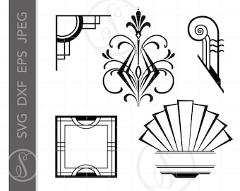 Art Deco SVG Dxf Eps Jpeg Art Deco Cut File Clipart Downloads | Etsy