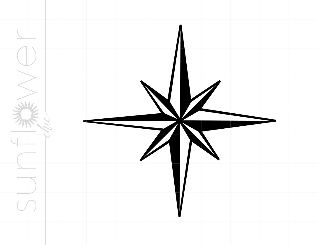 Compass Star SVG Compass Star Clipart Compass Star Cut File Compass ...