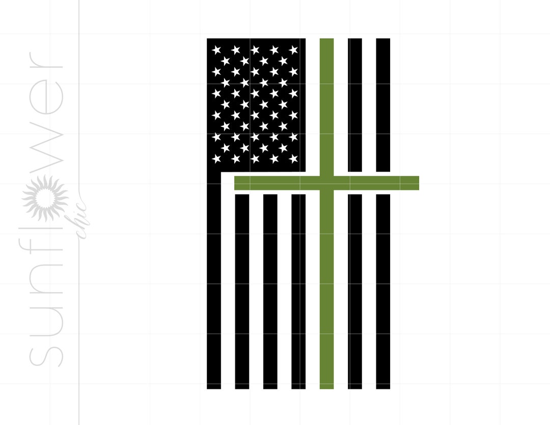 American Military Cross Flag Svg, Personalize Flag Template Svg, Green ...