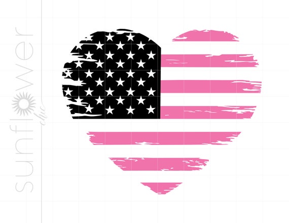 American Flag Heart Svg USA Heart Clipart Pink American - Etsy