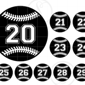 Baseball Numbers 20-29 SVG | Baseball SVG Cut File Cricut | Baseball ...