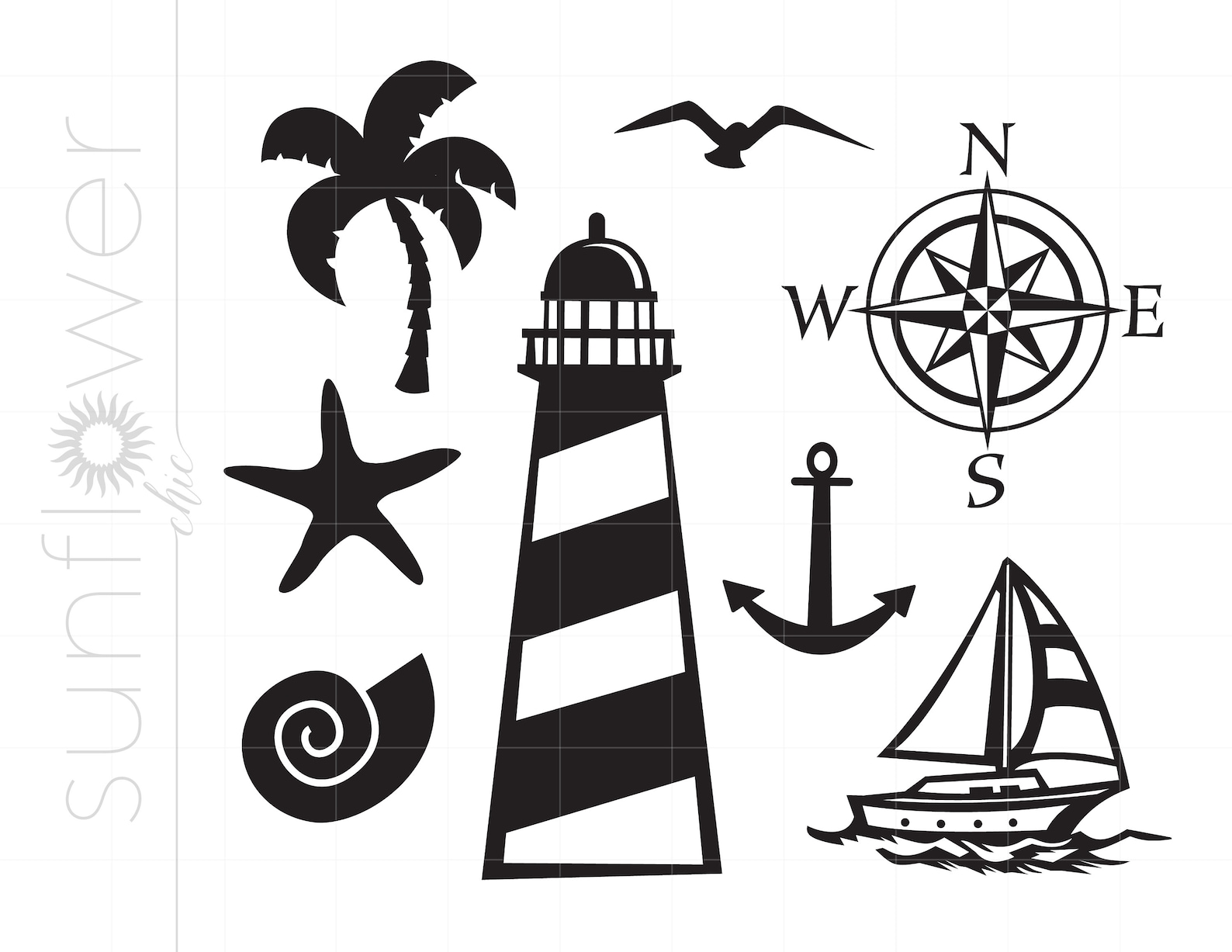 Nautical Svg Silhouette Cut Files Nautical Clipart Downloads - Etsy