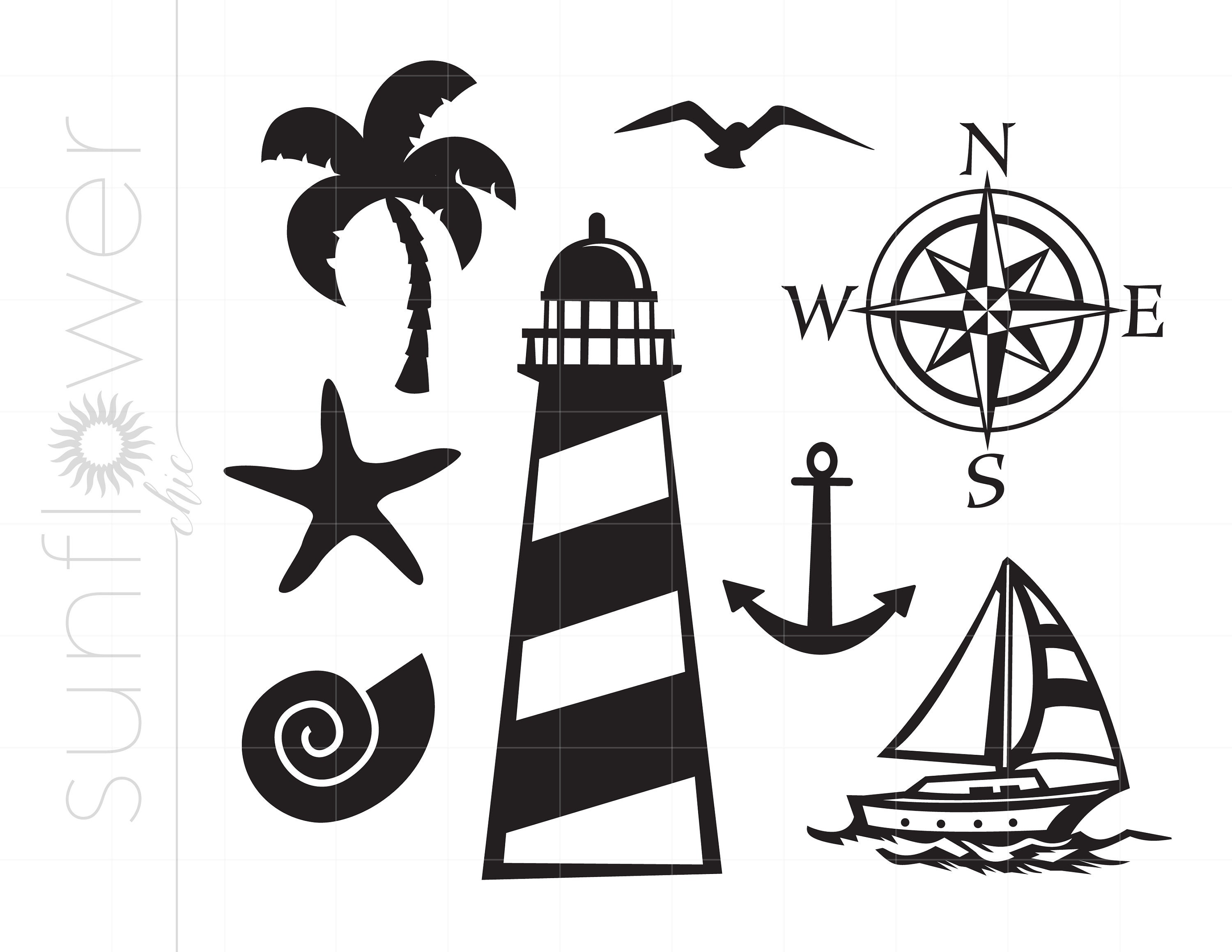 Nautical Svg Silhouette Cut Files Nautical Clipart Downloads - Etsy