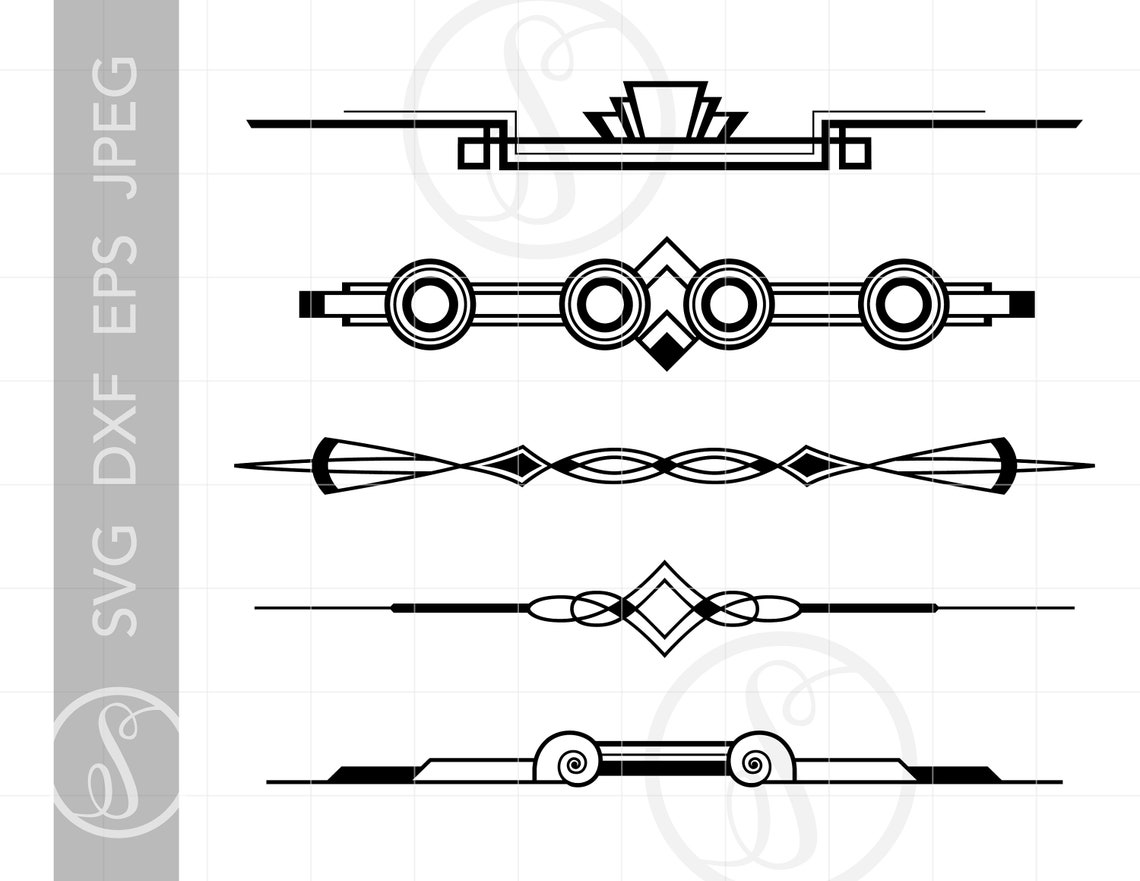 Art Deco SVG Designs Dxf Eps Jpeg Art Deco HEADERS Clipart - Etsy