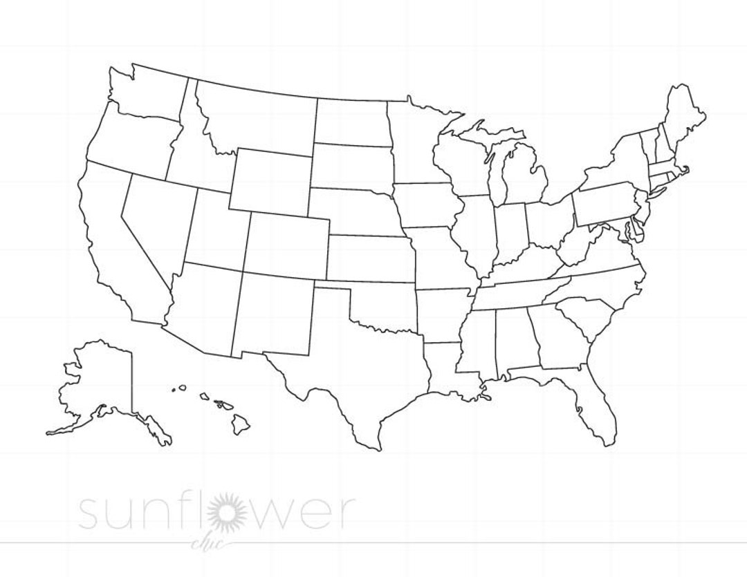 United States Svg | US States Svg Cut Files | United States Map Outline ...