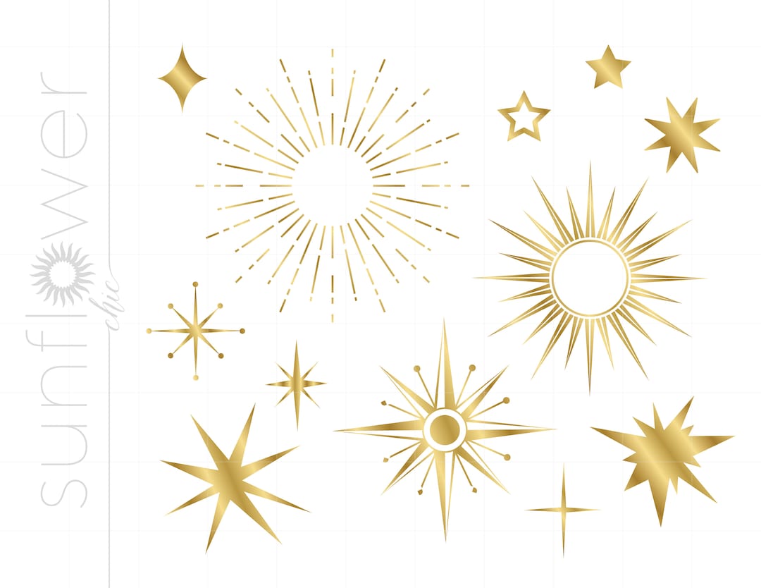 Gold Starburst SVG Downloads | Star Cut File Clipart Downloads | Gold ...