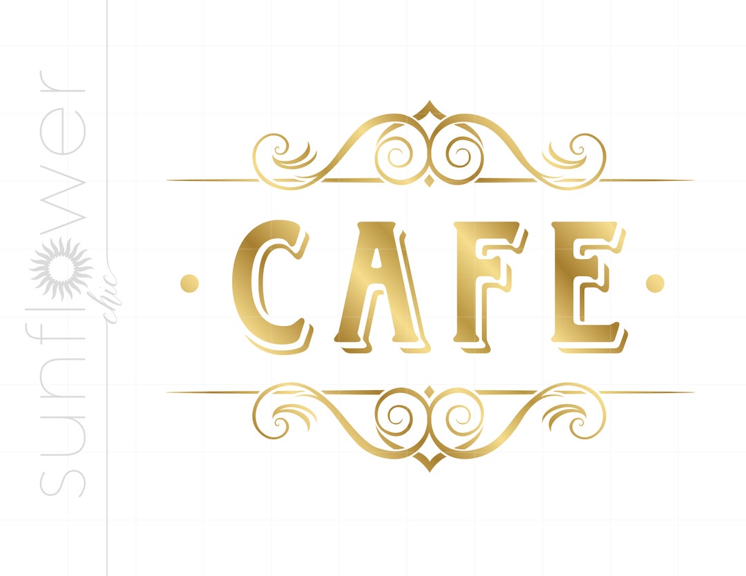 Gold CAFE Svg Print and Cut Files | CAFE SVG Dxf Eps | Cafe Sign Cut ...