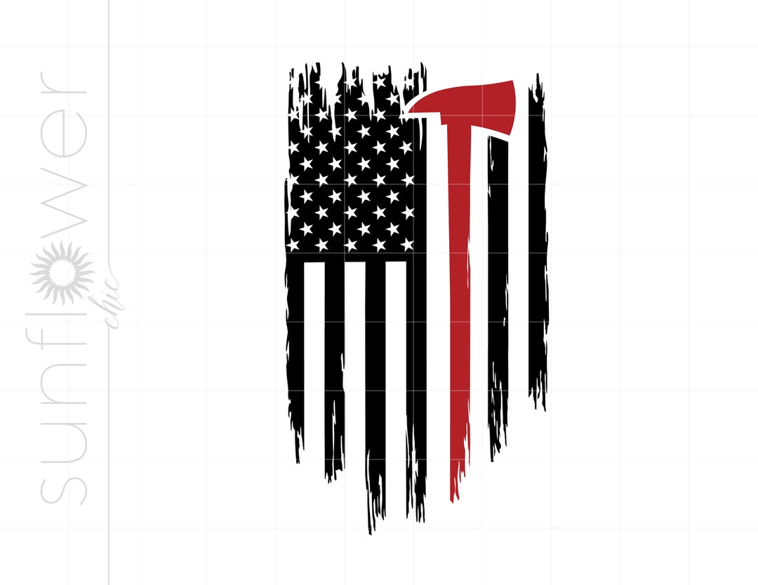 Firefighter Flag Svg Red Line Svg Cut Files Distressed - Etsy