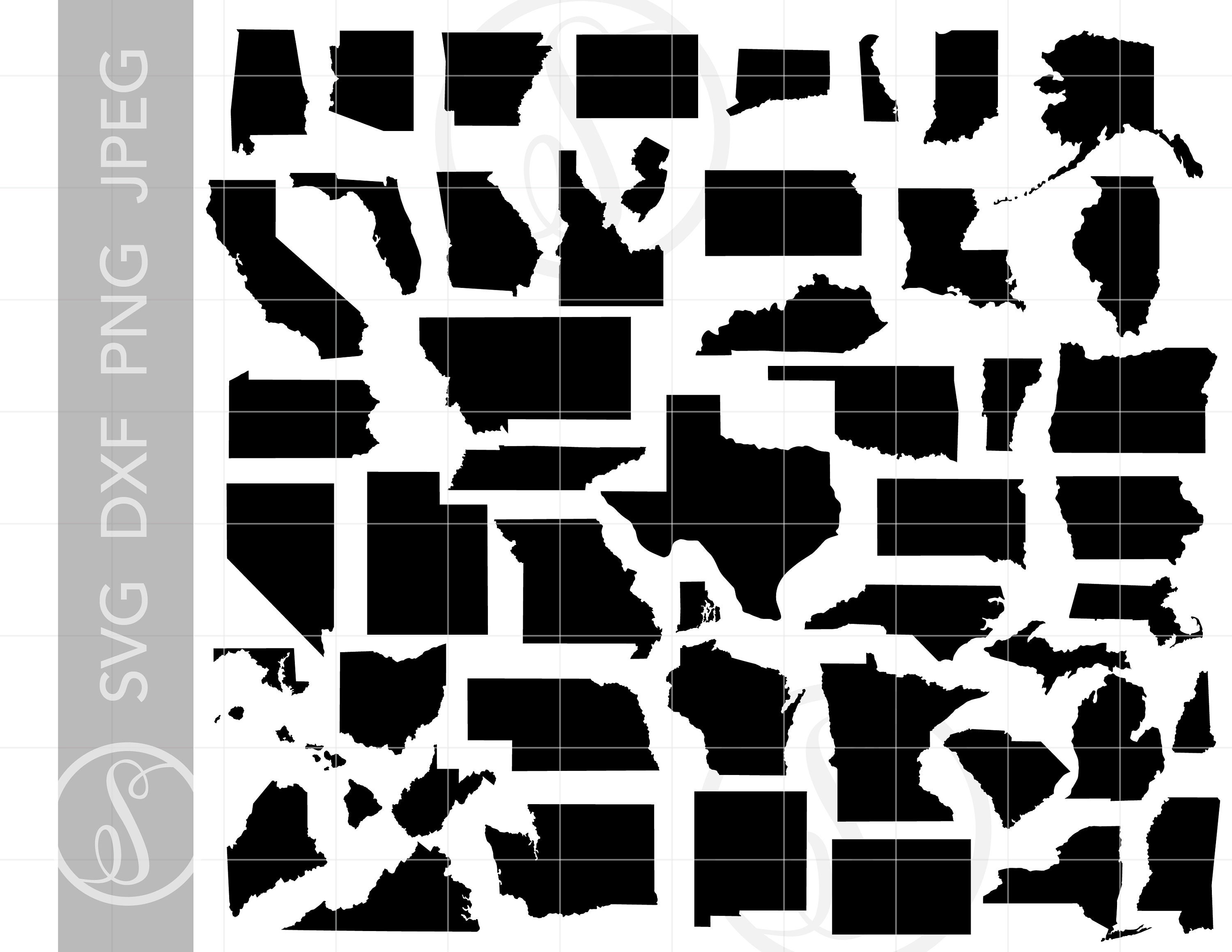 State to State SVG State to State Silhouette Cut Files - Etsy