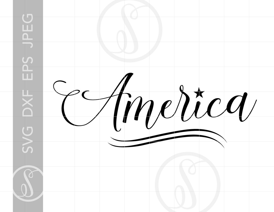 America SVG America Clipart America Script Silhouette Cut | Etsy