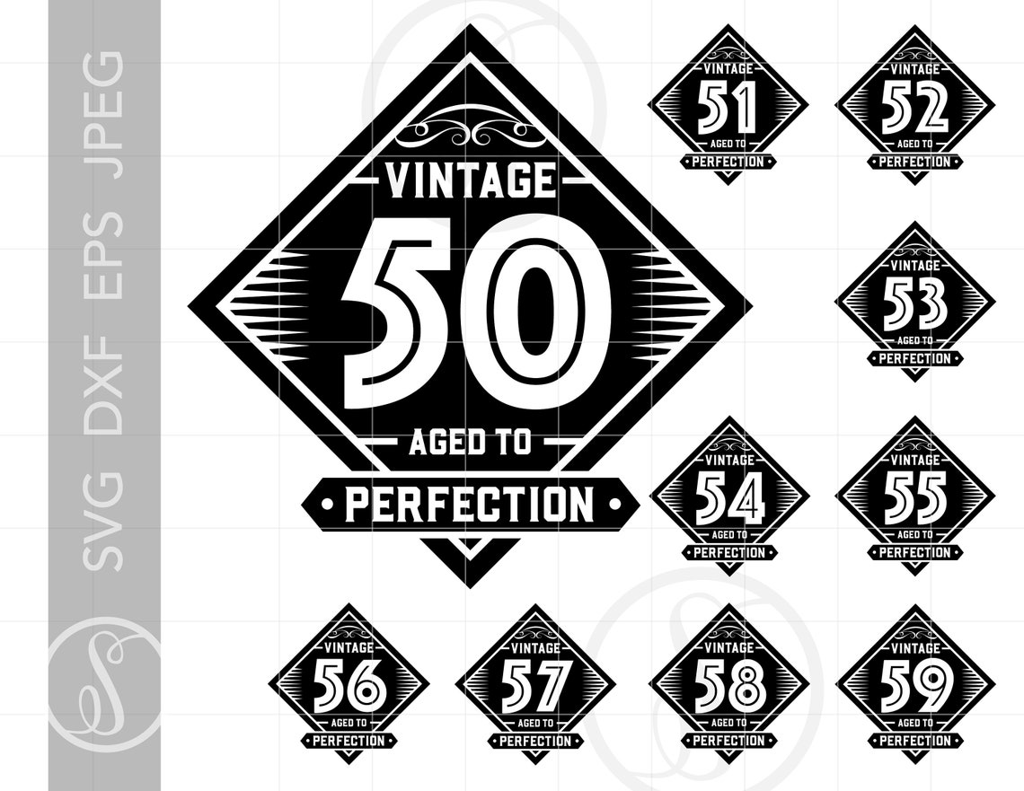 Vintage 50's SVG Vintage 50-59 SVG Clipart Aged to | Etsy