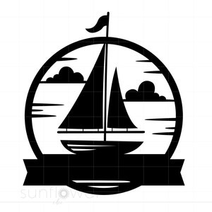 Sailboat Monogram SVG | Sailboat Download | Sailboat Silhouette Cut ...
