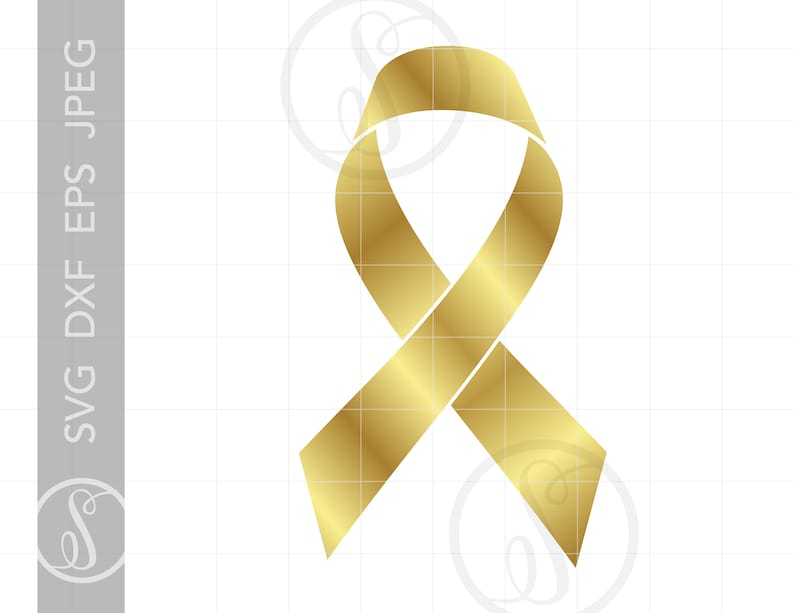 Gold Cancer Ribbon SVG Clipart Gold Cancer Ribbon Silhouette | Etsy